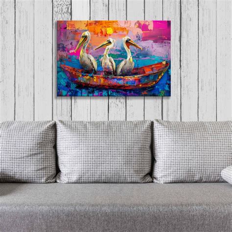 Colorful Pelican Canvas Print Abstract Coastal Bird Art Etsy