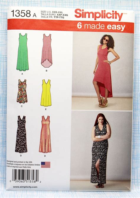 Simplicity Sewing Pattern 1358 Misses Easy Knit Scoop Or Etsy