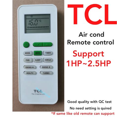 TCL Air Cond Remote Control Replacement Shopee Malaysia