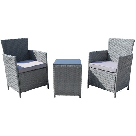 Furniture One 2 Seater Grey Rattan Garden Lounge Set Wilko