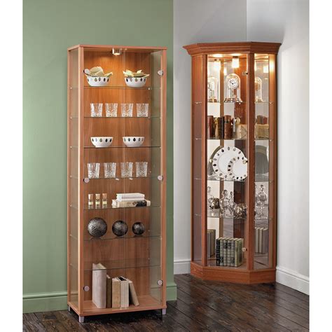 Corner Glass Display Cabinet Light Oak Cabinets Matttroy