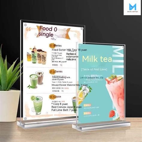 ป้ายตั้งโต๊ะอะคริลิค ฐานใส A4 A5 A6 แนวตั้ง วัสดุคุณภาพสูง สำหรับวางเมนูอาหารและเครื่องดื่ม