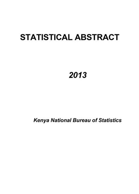 Statistical Abstracts Kenya National Bureau Of Statistics