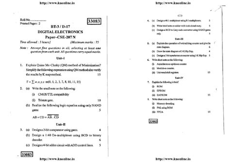 Btech Cse 3 Sem Digital Electronics 33083 Dec 2017 Pdf