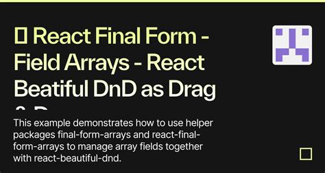 🏁 react final form field arrays react beatiful dnd as drag and drop