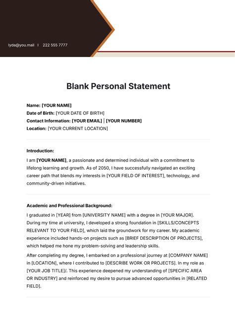 Free Personal Statement Templates To Edit Online And Print