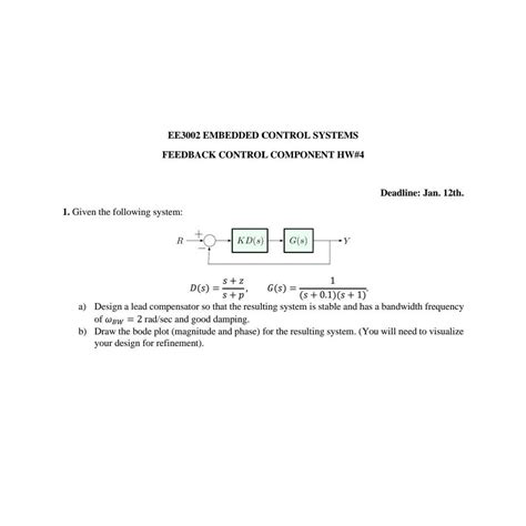 ee3002 ﻿embedded control systemsfeedback control