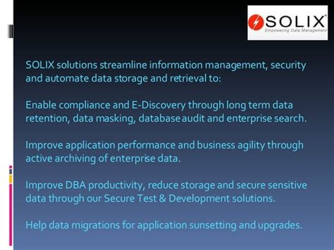 Solix Empowering Data Management Ppt
