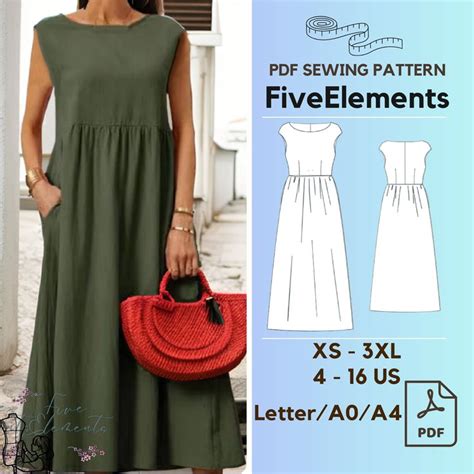 Women Linen Dress Pdf Sewing Pattern Vintage Ruffled Dress Sewing