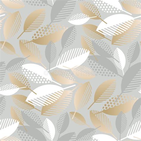 Luxury Geometric Fall Leaves Seamless Pattern Stock Vector