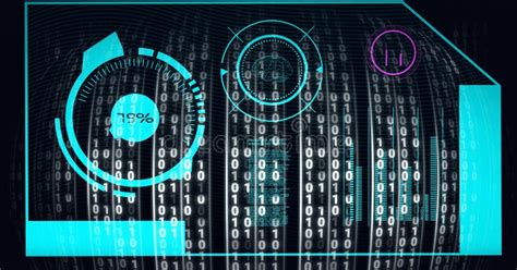 Composition Of Binary Coding Medical Icons And Data Processing On