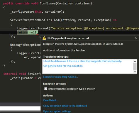 getting use resolver exception after upgrading servicestack