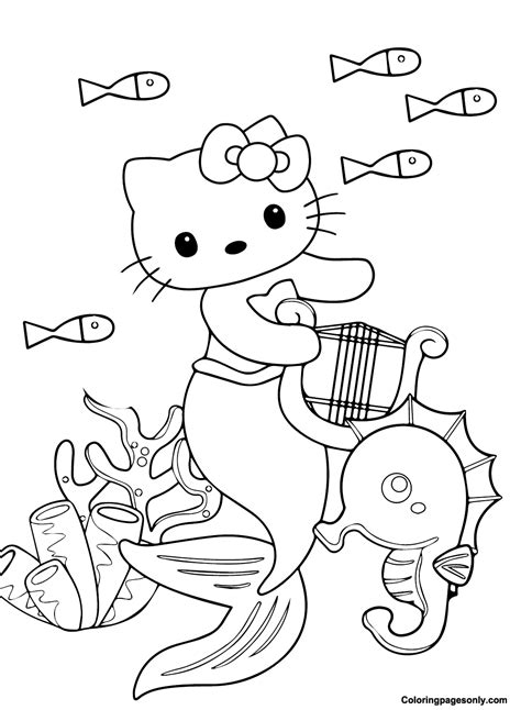 Hello Kitty Mermaid Coloring Pages
