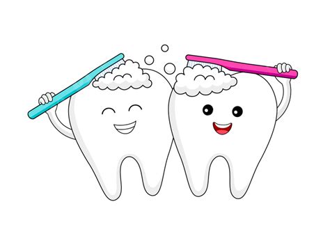 รูปตัวการ์ตูนฟันน่ารัก Png แปรงฟันกัน ออกแบบ ยิ้มภาพ Png และ เวกเตอร์ สำหรับการดาวน์โหลดฟรี