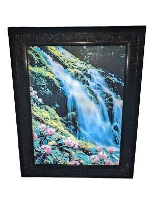 Vintage Framed Light Up Motion Waterfall Tabletop Picture With Water