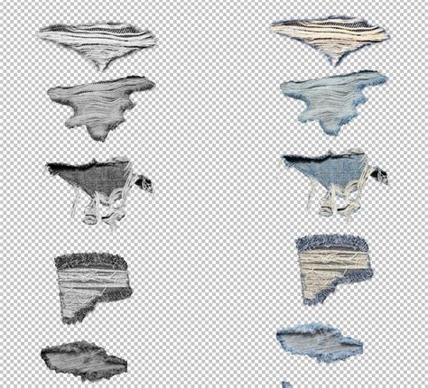 Realistic Denim Rips Png Separated Rips Holes Frayed Vintage Denim