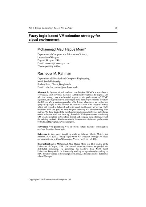 Pdf Fuzzy Logic Based Vm Selection Strategy For Cloud Environment