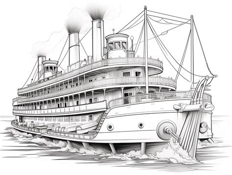 Steamboat Coloring Page Sketch Coloring Page