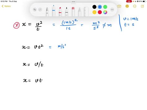 Solved In The Following Equations X Is A Distance In Meters M T Is A Time In Seconds S V