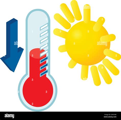 Temperature Drop Icon Isometric Vector Thermometer With Down Arrow