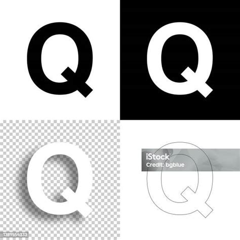 디자인에 대한 문자 Q 아이콘 빈 흰색 및 검은색 배경 선 아이콘 알파벳 Q에 대한 스톡 벡터 아트 및 기타 이미지 알파벳