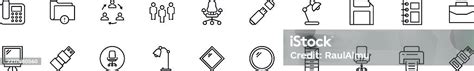 Office 개요 아이콘 번들 편집 가능한 스트로크 웹 사이트 신문 기사 책에 대한 간단한 선형 일러스트레이션 거울에 대한 스톡 벡터 아트 및 기타 이미지 Istock