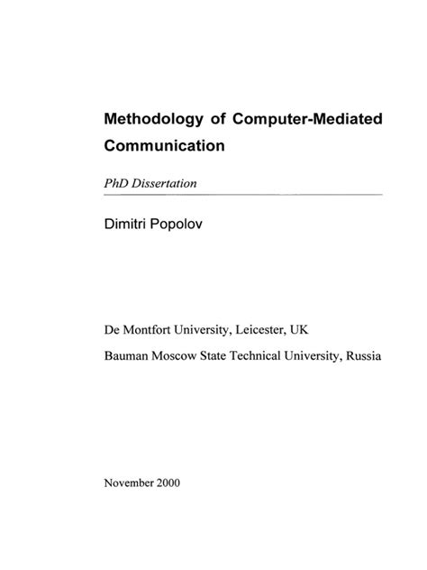 Methodology Of Computer Mediated Communication Pdf Theory Communication