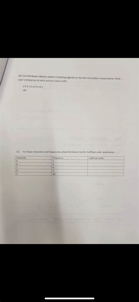 Solved 10 Use The Boyers Moore Pattern Matching Algorith On