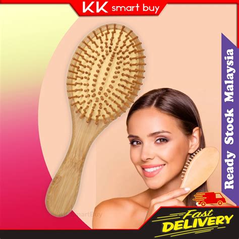 Wood Oval Round Hair Comb Wooden Scalp Massage Brush Sikat Rambut Kayu L2 Shopee Malaysia