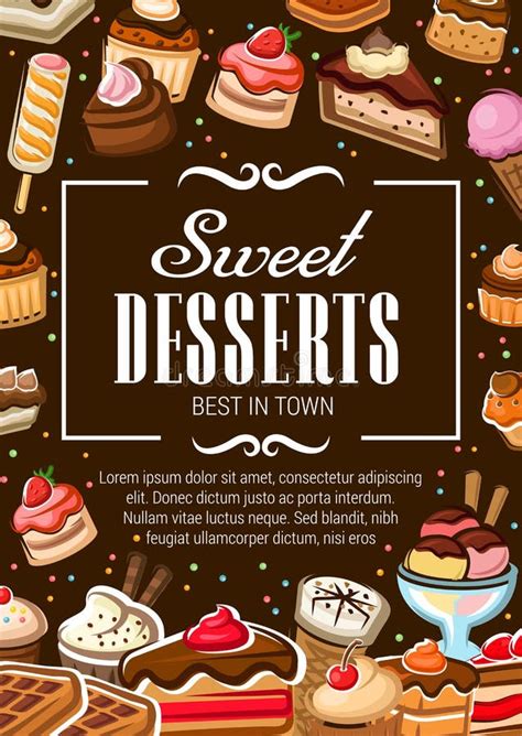 Folleto O Carteles Dulces Del Vector De Los Postres De La Panadería