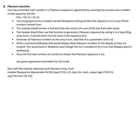 Solved Fibonacci Calculator You May Remember Each Number Chegg