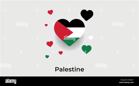 Palestine Country Heart Love Palestine National Flag Vector