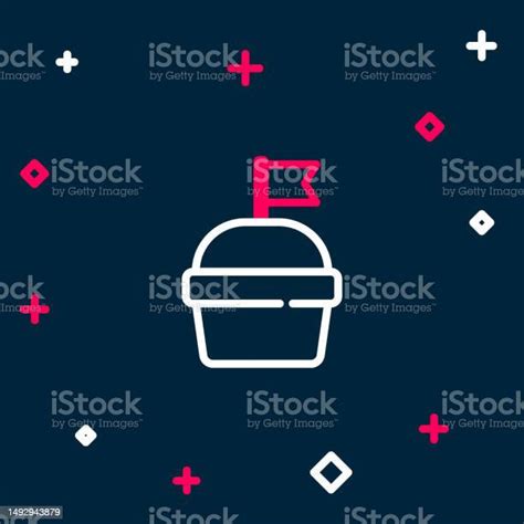 파란색 배경에 격리 된 라인 케이크 아이콘 생일 축하해요 다채로운 개요 개념 벡터 공휴일에 대한 스톡 벡터 아트 및 기타 이미지