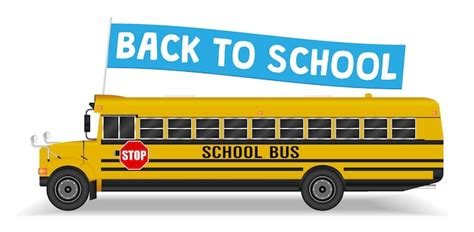 Premium Vector Back To School Flag On School Bus