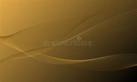 Abstract Yellow Gold Business Lines Wave Curves On Gradient Background Stock Vector