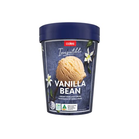 Buy Coles Irresistible Ice Cream Vanilla Bean 1l Coles
