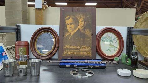 Lot Antique Framed Jekyll And Hyde Print Coke Bottle Cccp Flask Etc Dixons Auction At Crumpton