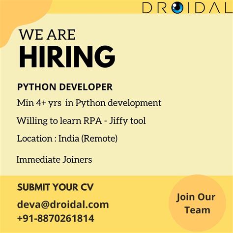 Exciting Full Time Job Opportunity Pythonjobs Remotejobs Droidal