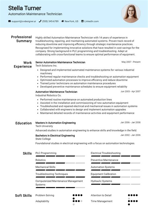 18 Automation Maintenance Technician Resume Examples And Templates For 2024 [guide