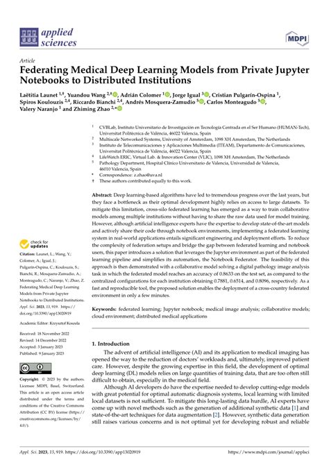 pdf federating medical deep learning models from private jupyter notebooks to distributed