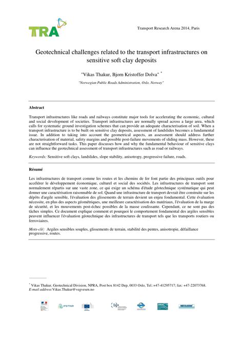 [pdf] Geotechnical Challenges Related To The Transport Infrastructures On Sensitive Soft Clay