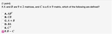 Solved 1 Point Let A E 1 3 If Possible Compute The Chegg Com