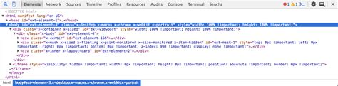 Html Why Does Chrome Show Nothing But Div Tags When I View The Dom Elements For An Ext Js App