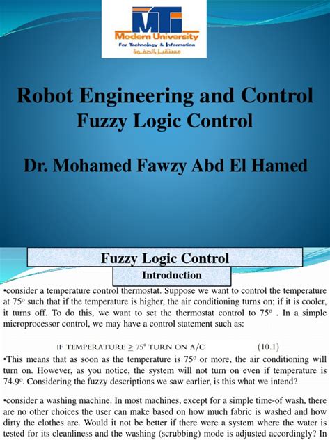robot engineering and control fuzzy logic control pdf fuzzy logic