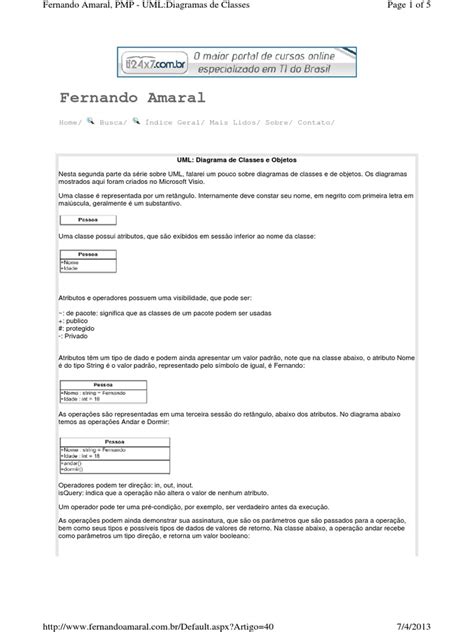 Uml Diagrama De Classes Pdf Abstração Classe Programação De Computadores