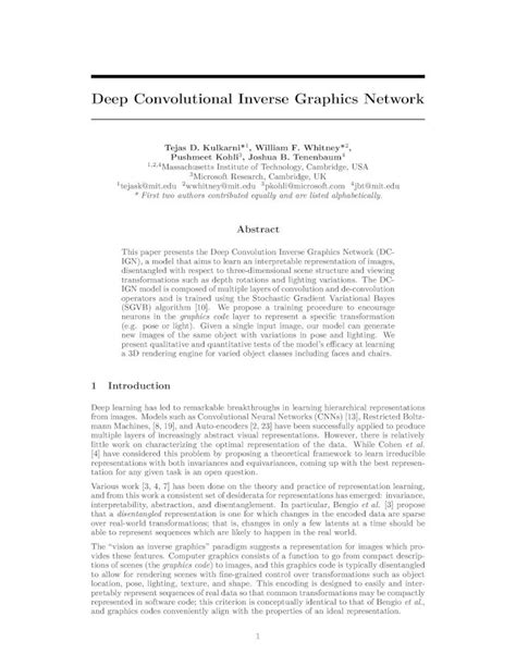 Pdf Deep Convolutional Inverse Graphics Network 3d Graphics Engine A Number Of Inverse
