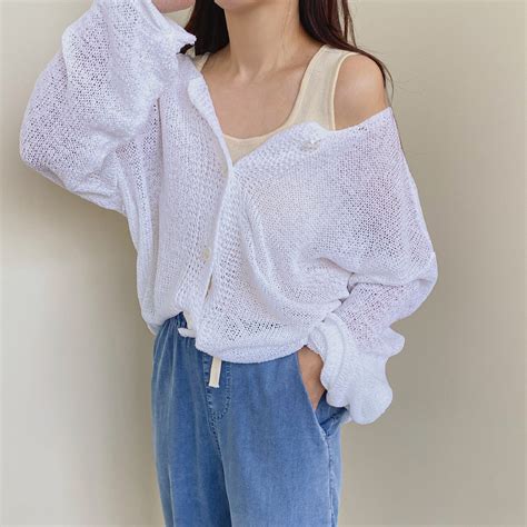 여자 루즈핏 망사 그물 시스루 투웨이 해변 바캉스 레이어드 가디건 3color