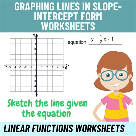 Linear Functions Graphing Lines In Slope Intercept Form Worksheets PAGES Pdf Etsy