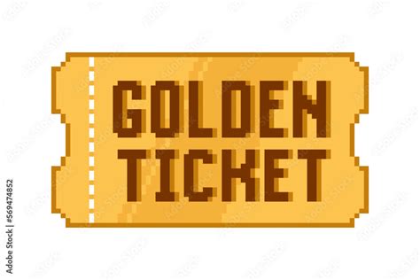 Pixel Golden Ticket Vector Golden Ticket In 8 Bit Retro Game Style