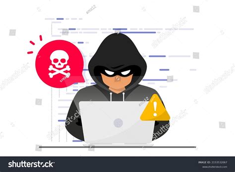 Hacker Cyber Criminal Laptop Stealing User Stock Vector Royalty Free